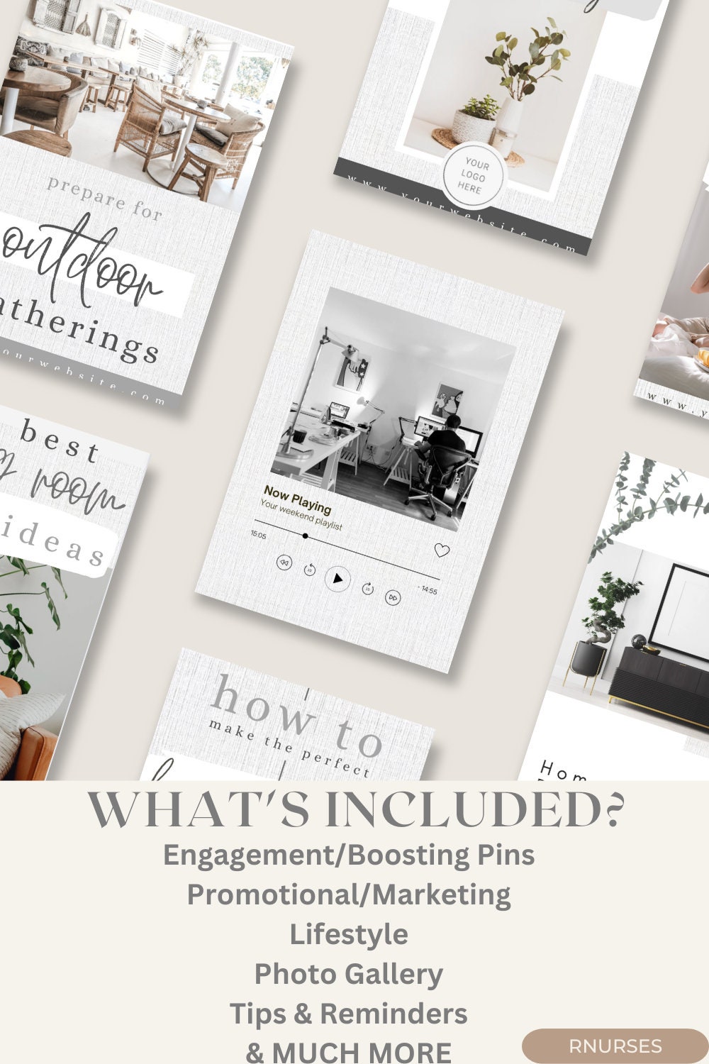 75 PINTEREST PIN Templates | Canva Pinterest Templates | Neutral ...