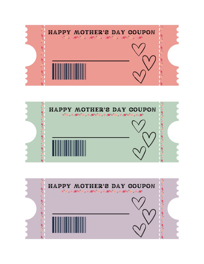 Printable Mother's Day Coupons, Mother's Day Coupon Book, Mother's Day ...
