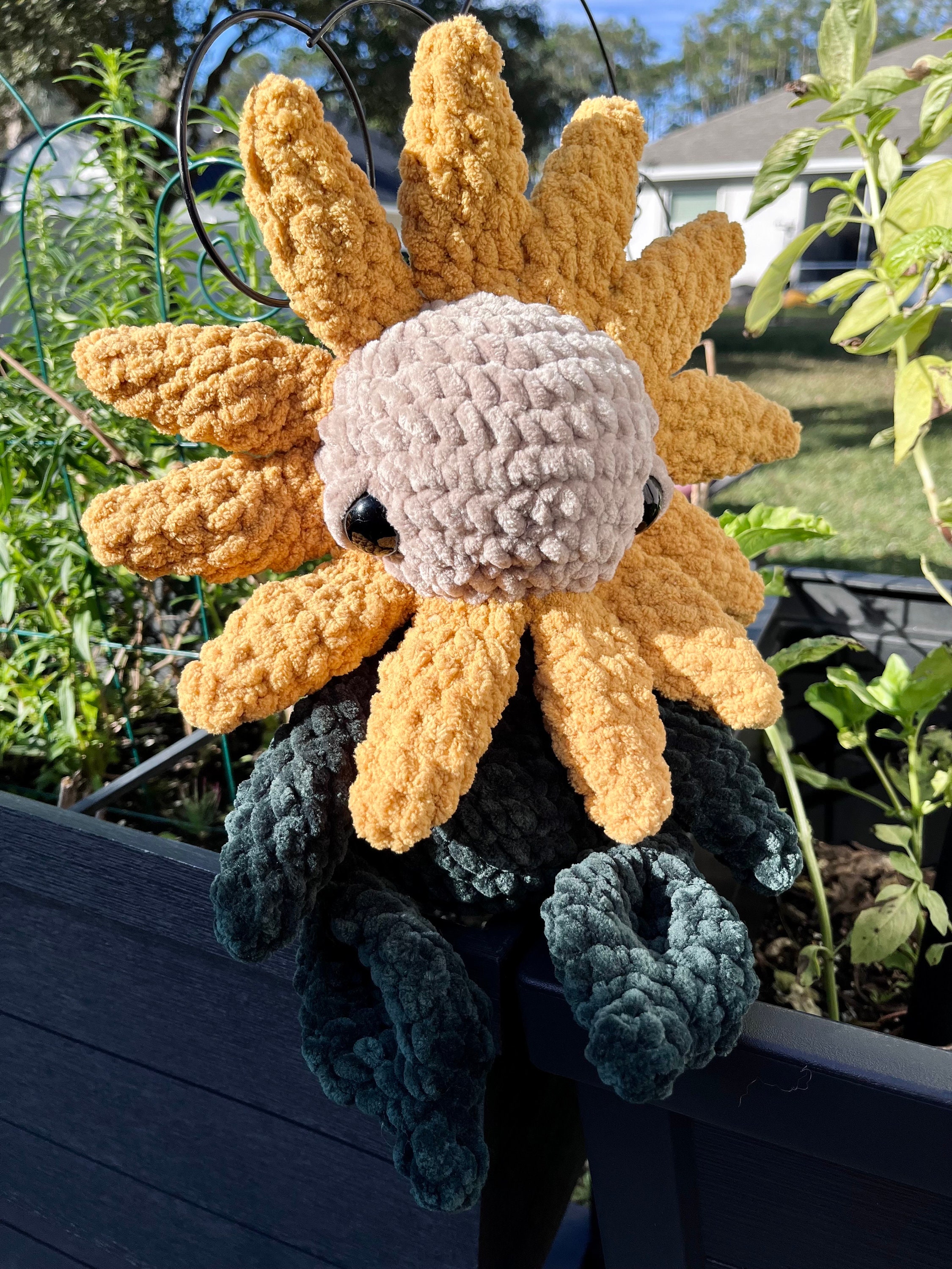 Helia the Sunflower, Sunflower Plushie, Crochet Sunflower, Plush Flower ...