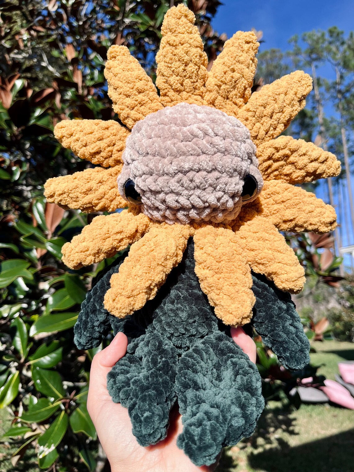 Helia the Sunflower, Sunflower Plushie, Crochet Sunflower, Plush Flower ...
