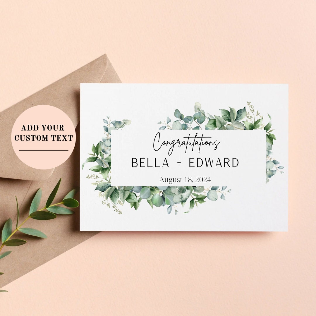 Personalized Wedding Card for Son, Custom Wedding Card, Greenery Custom ...