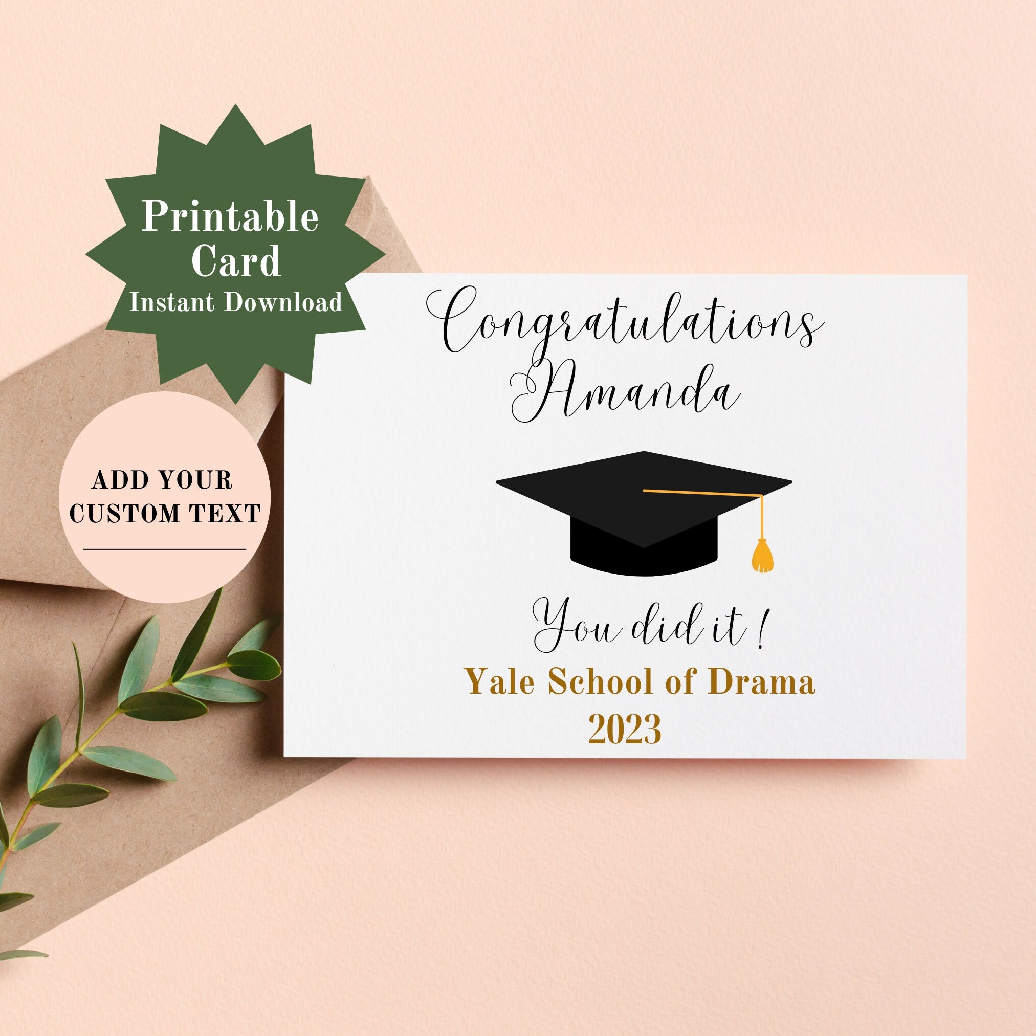 Printable Greeting Card for Graduation, High School University College ...