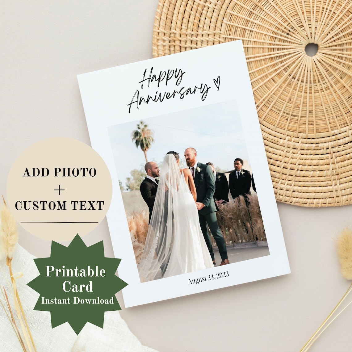 Printable Greeting Card Wedding Anniversary, Custom Photo Anniversary ...