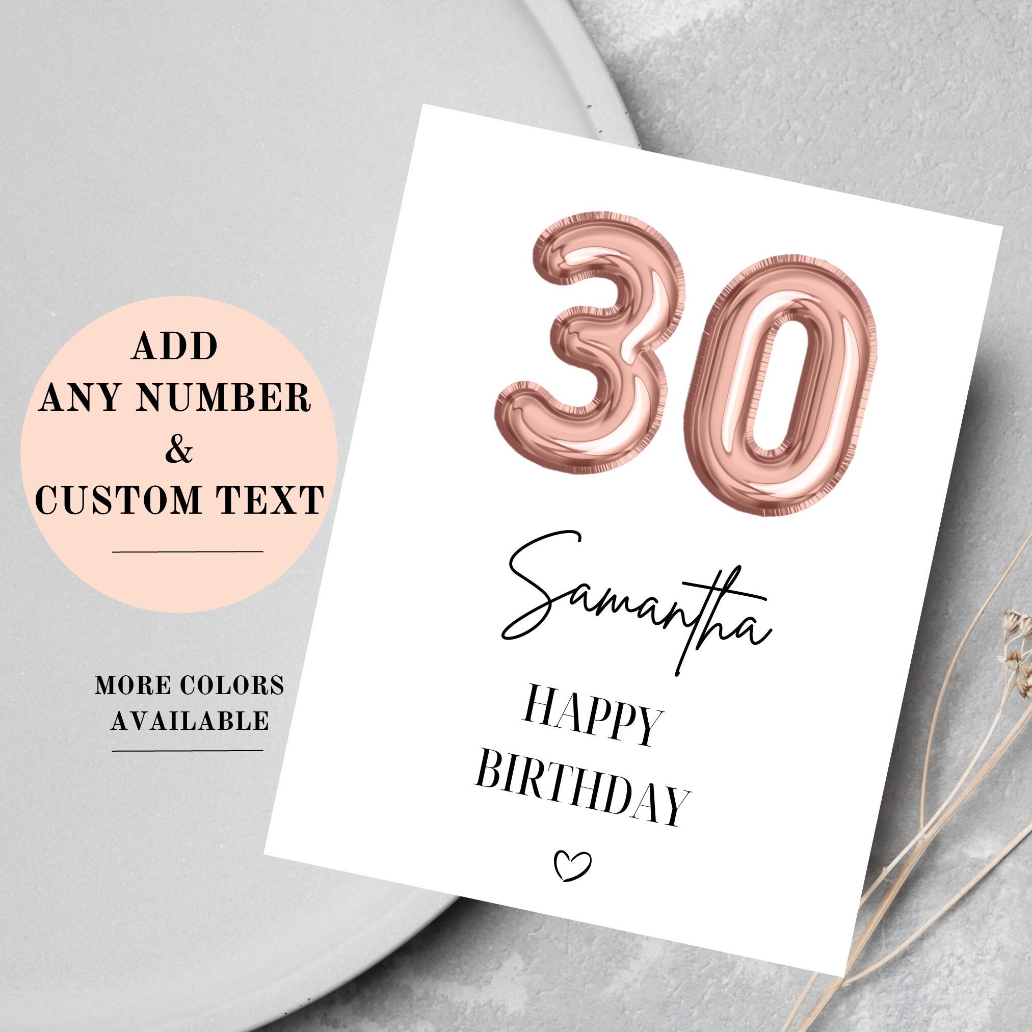 Personalized Name Number Birthday Card, Add Birthday Number to Card ...