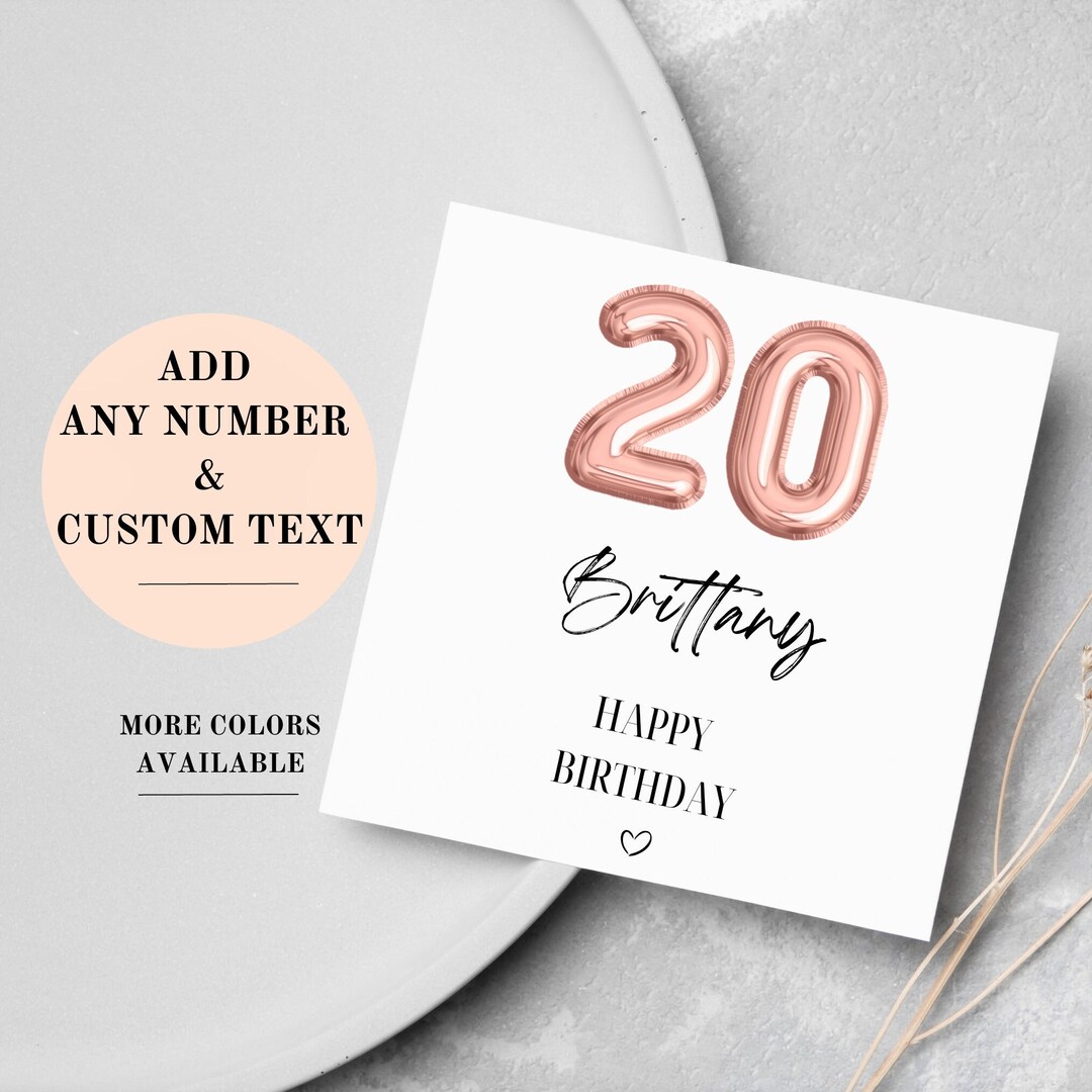 Number Birthday Card Personalized for Her, Add Birthday Number to Card ...