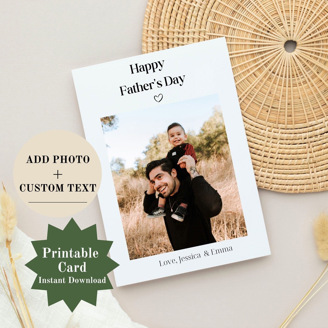 Printable Fathers Day Greeting Card, Father's Day Photo Card Digital ...