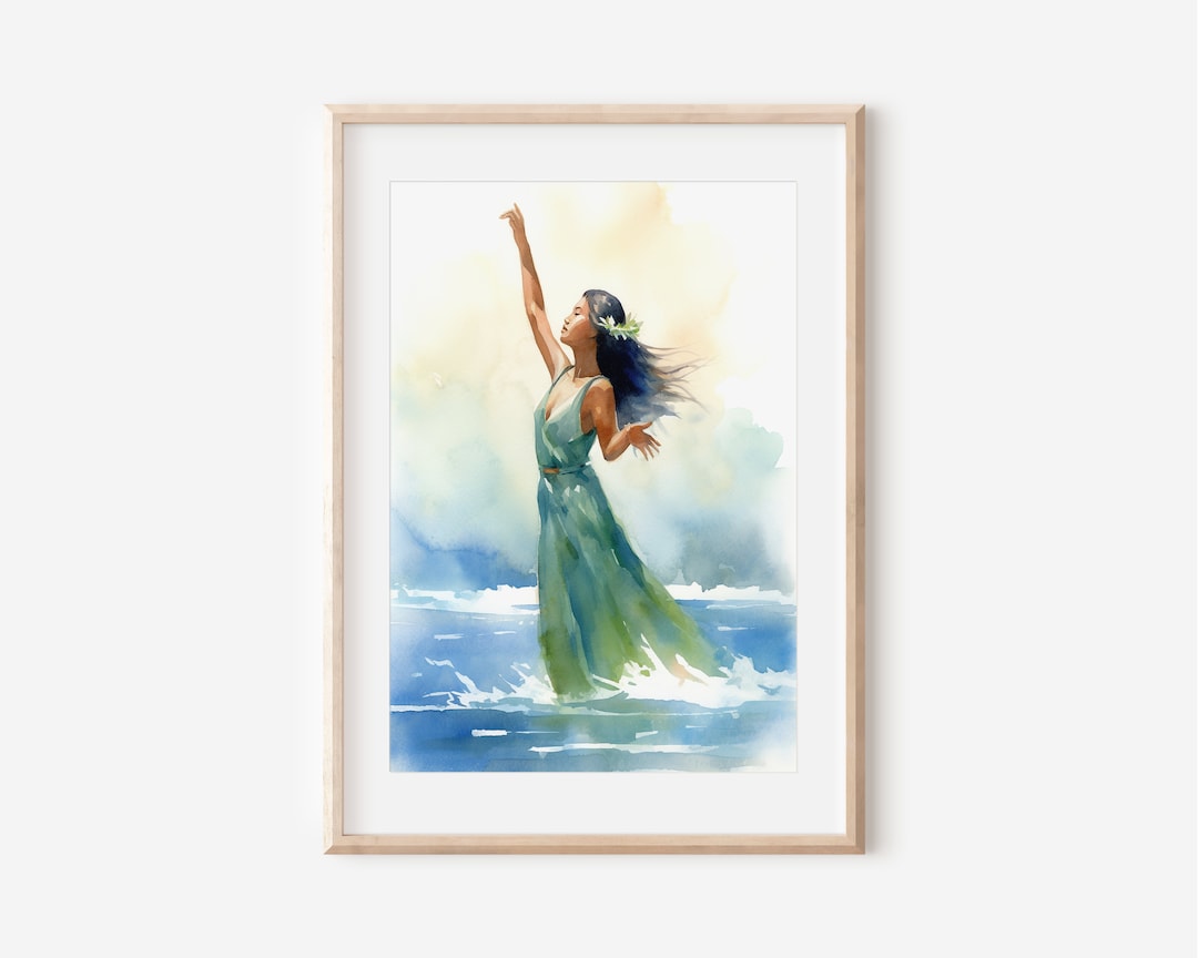 Original Watercolor of Namaka, Hawaiian Goddess of the Sea, High ...