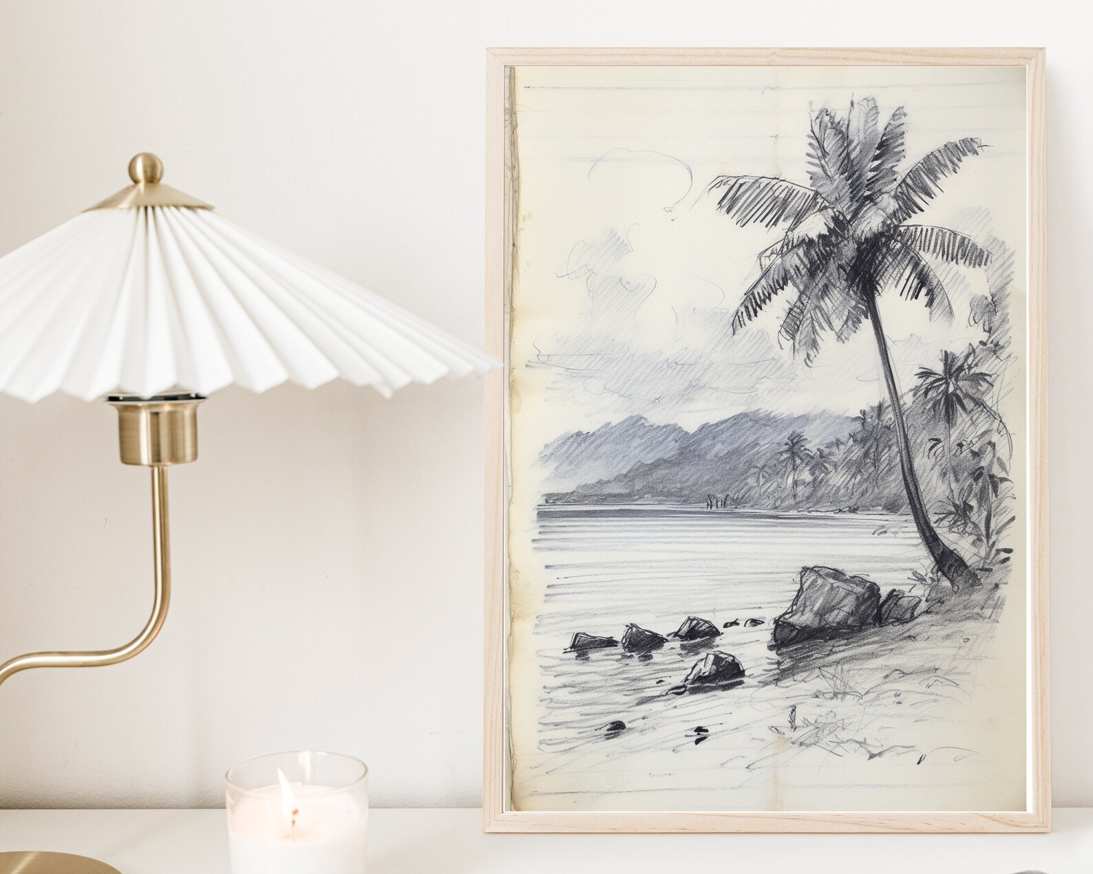 Vintage Hawaii Ink Drawing: Tropical Art Print, Retro Island Decor ...