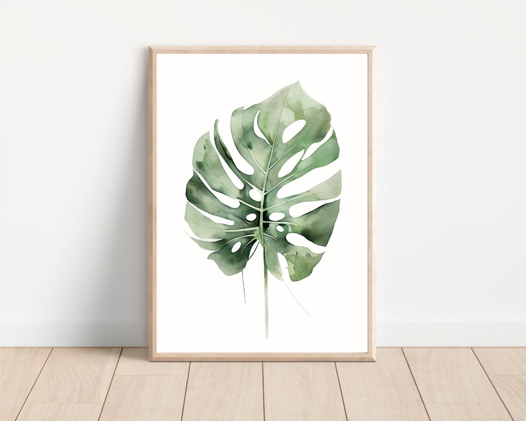 Monstera Leaf Watercolor Art Print, Tropical Island Decor - Etsy