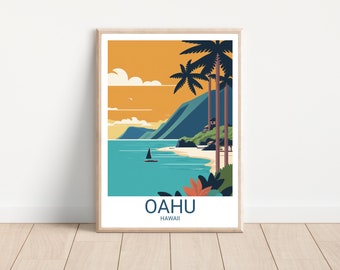 Hawaii Poster Oahu Poster Diamond Head Travel Poster - Etsy
