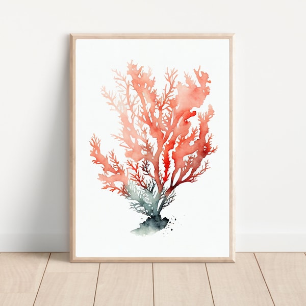 Watercolor Coral Wall Art - Etsy