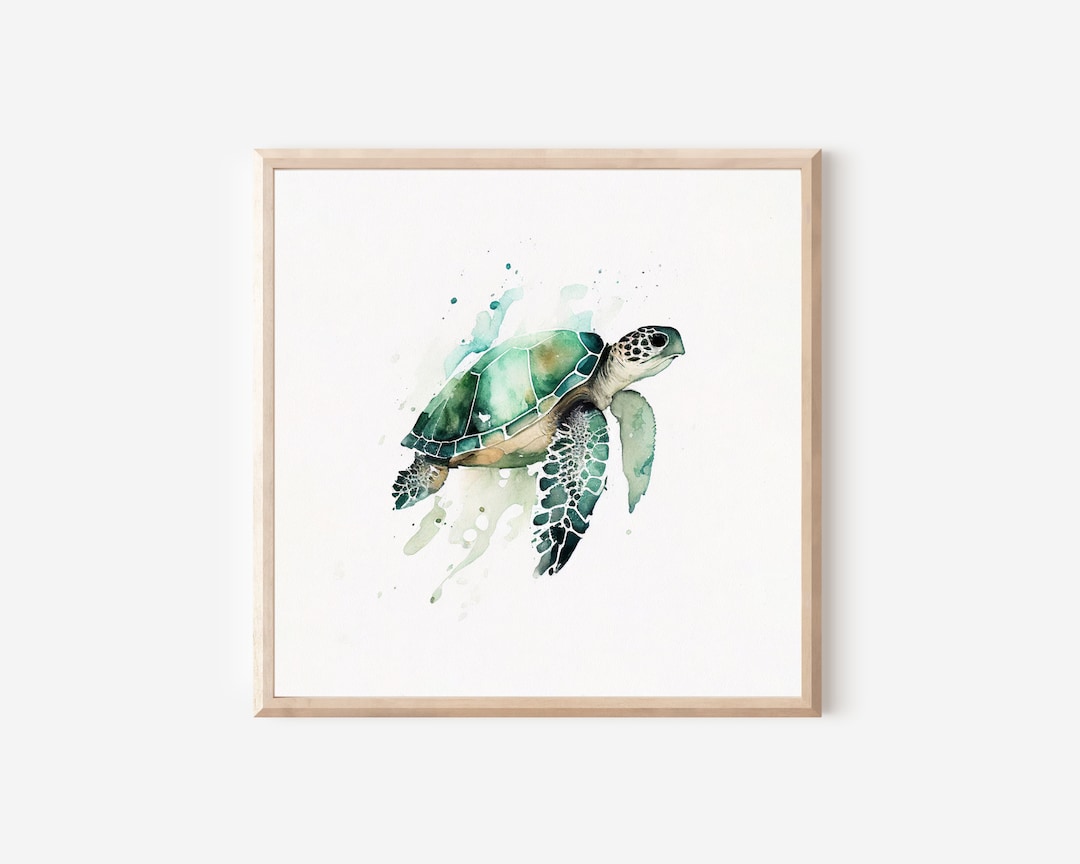 Sea Turtle Watercolor Art, Animal Artwork, Minimalist Art, Nursery Art ...