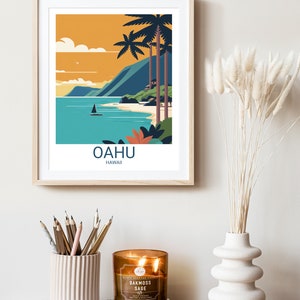 Oahu Travel Print, Hawaii Artwork, Island Art, Oahu Poster, Travel ...