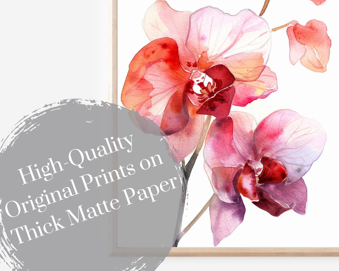 Watercolor Orchid Print, Tropical Flower Wall Art - Etsy
