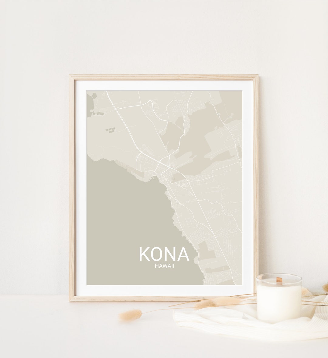 Kona Map Print, Kona Travel Map, Map of Hawaii, Hawaiian Gifts, Hawaii ...