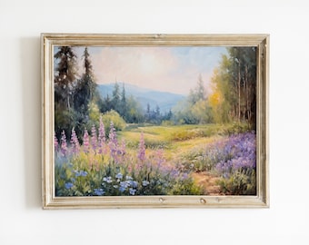 Watercolor Wildflower Meadow Art Print, Floral Path Poster, Spring ...