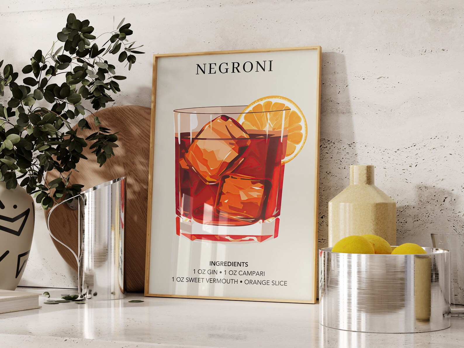 Negroni Art Print | Bar Cart Decor | Cocktail Poster | Signature Drink ...