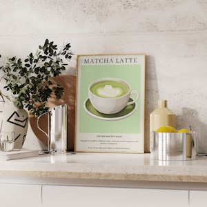 Matcha Latte Poster | Tea Coffee Print | Japanese Tea | Retro Beverage ...