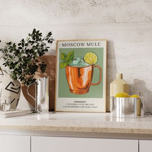 Moscow Mule Art Print | Bar Cart Decor Cocktail Poster | Party ...