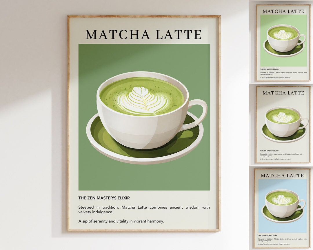 Matcha Latte Poster | Japanese Tea Coffee Print | Vintage Retro ...