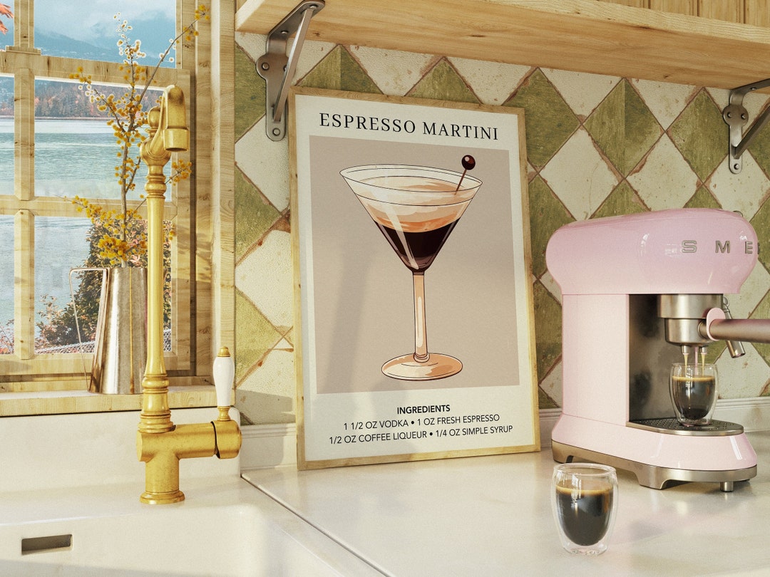 Espresso Martini Art Print | Bar Cart Decor Cocktail Poster | Party Signature Drink Sign ...