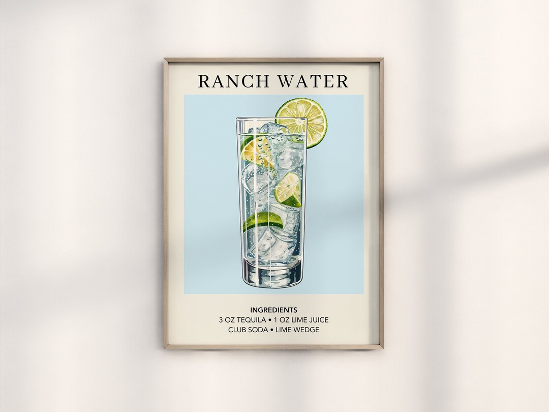 Ranch Water Art Print | Bar Cart Decor | Cocktail Poster | Signature ...