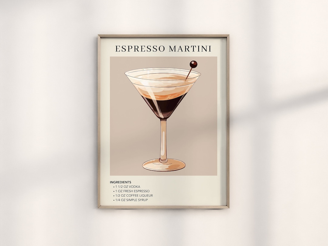 Espresso Martini Art Print | Cocktail Art Poster | Mixology Gift for ...