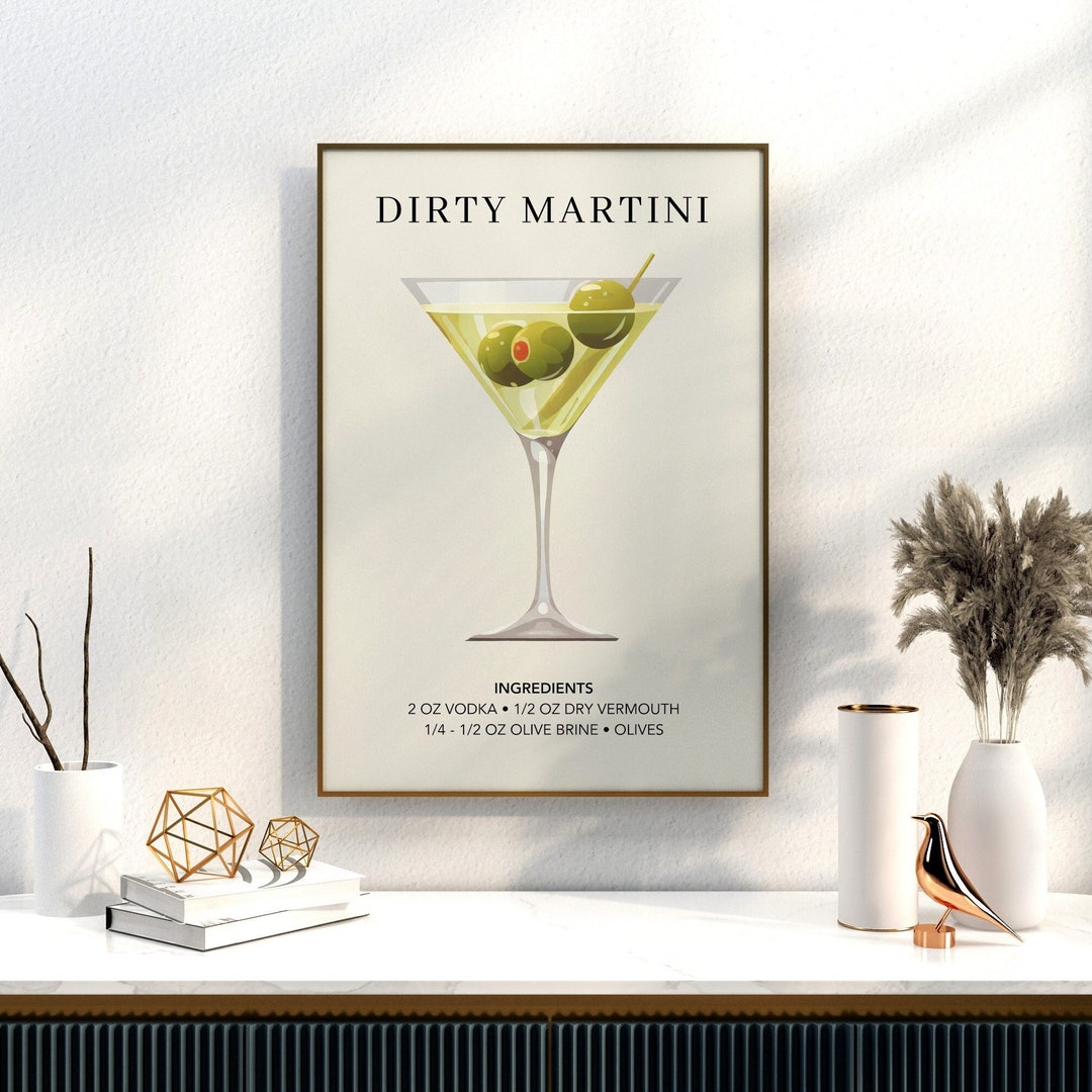 Dirty Martini Art Print Bar Cart Decor Cocktail Art Poster - Etsy