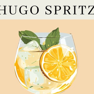 Hugo Spritz Art Print Bar Cart Decor Cocktail Poster Signature Drink ...