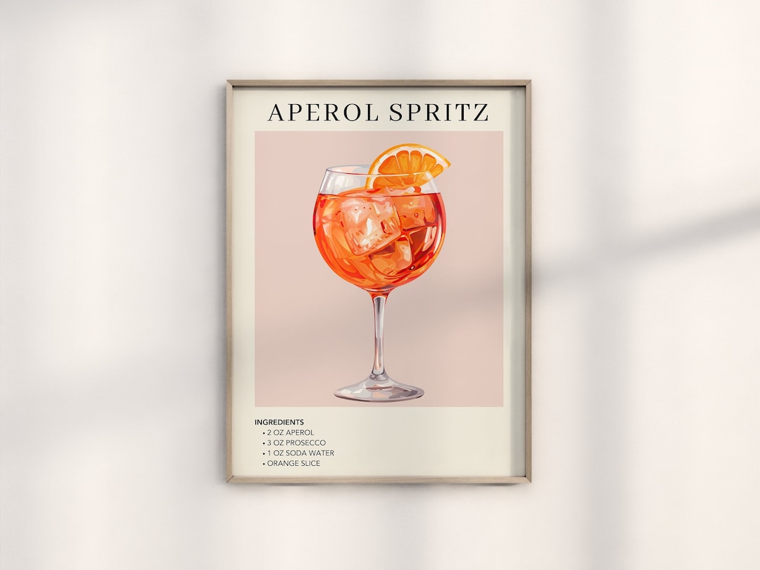Bar Cart Decor Aperol Spritz Art Print | Cocktail Poster | Party ...