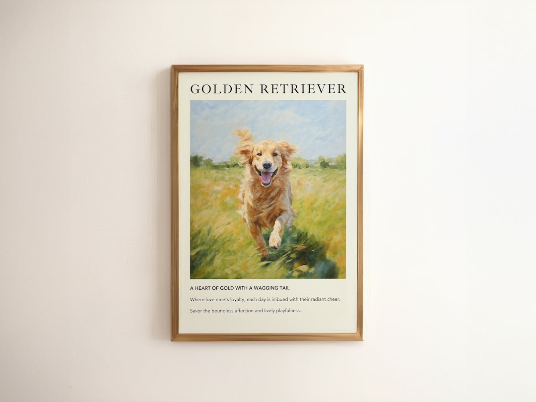 Golden Retriever Dog Poster Print | Dog Breed Art Painting | Gift for ...