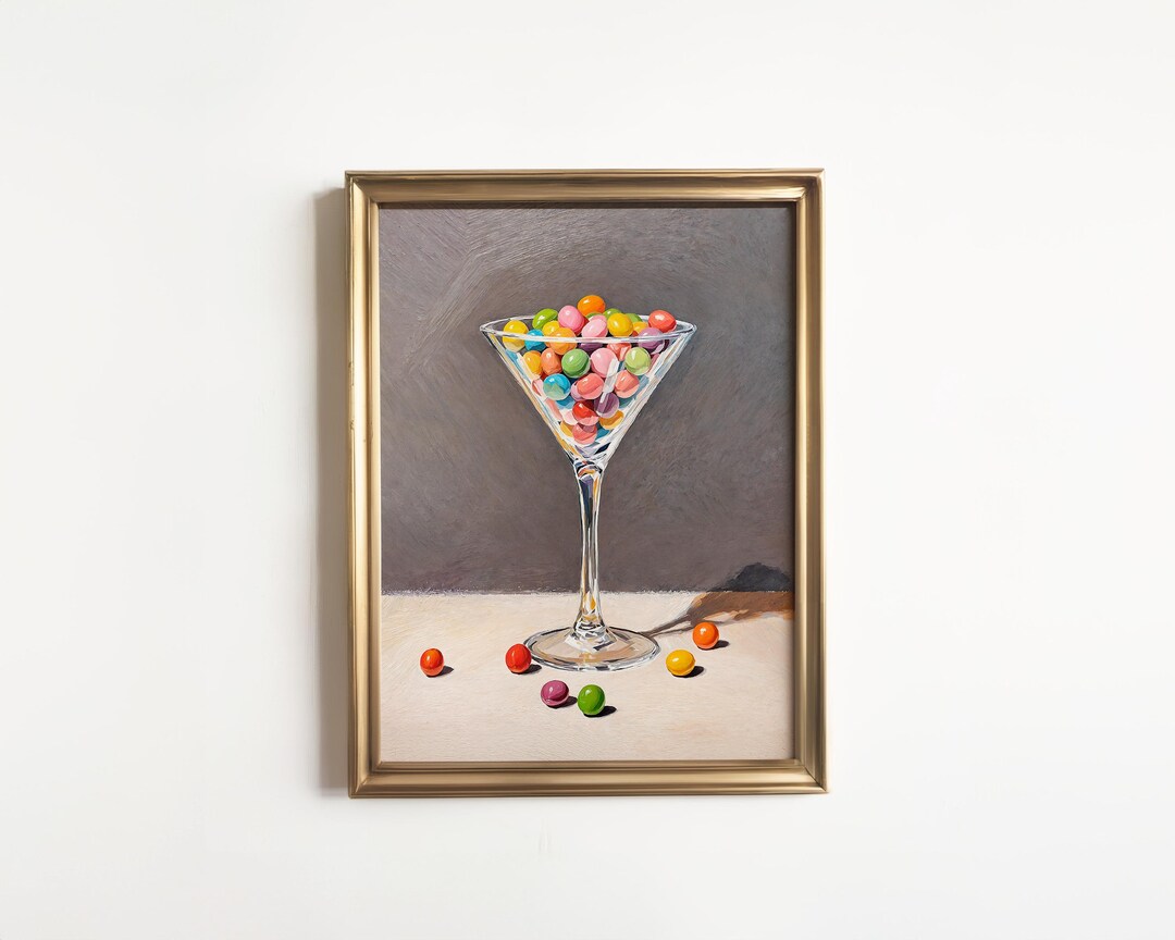 Rainbow Fruit Chews in a Martini Glass Art Print: Unique Cool Quirky ...