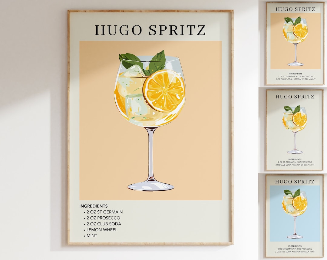 Hugo Spritz Art Print | Bar Cart Decor | Cocktail Poster | Signature ...