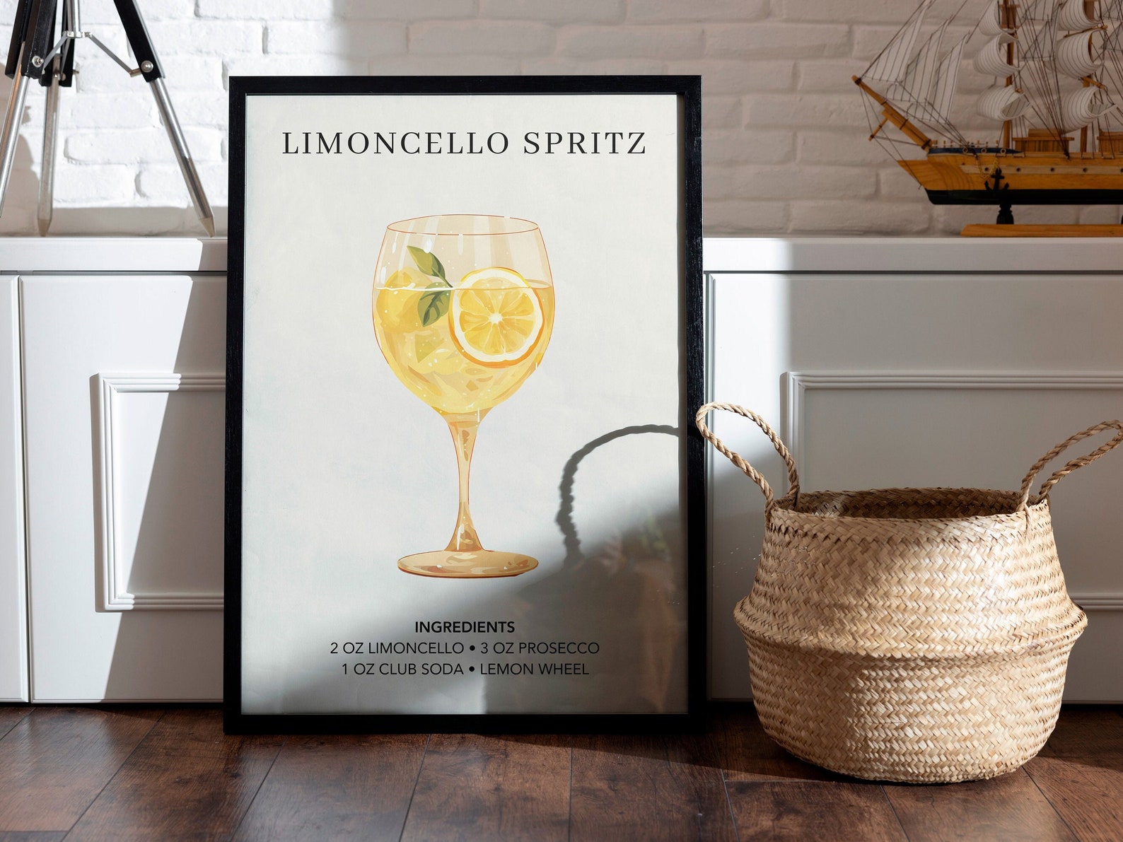 Limoncello Spritz Art Print | Bar Cart Decor | Cocktail Poster ...