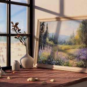 Serene Meadow Landscape Print | Spring Oil Painting Floral Wildflower ...