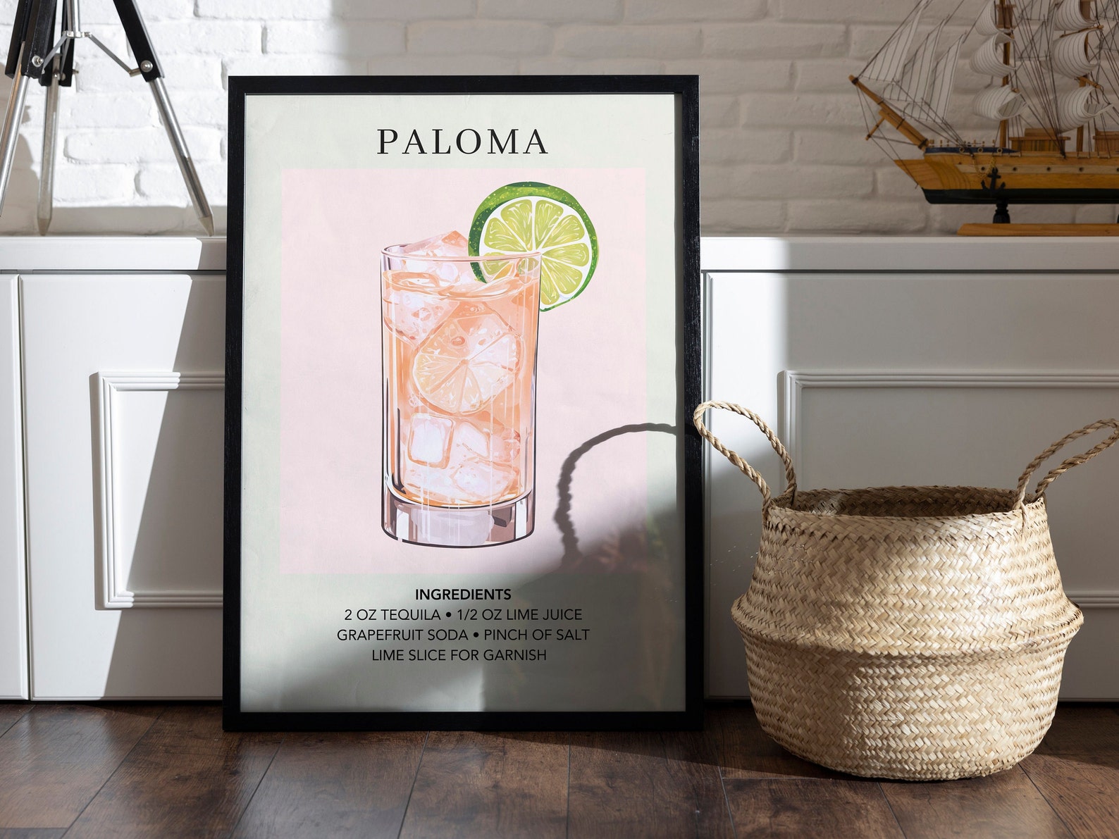 Paloma Art Print | Bar Cart Decor | Cocktail Poster | Signature Drink ...