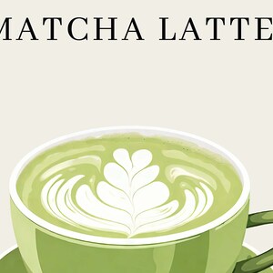 Matcha Latte Poster | Tea Coffee Print | Japanese Tea | Retro Beverage ...
