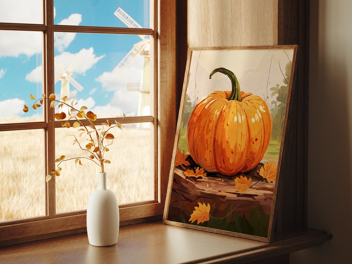 Pumpkin Fall Decor Print | Farmhouse Decor | Trendy Wall Art | Retro ...