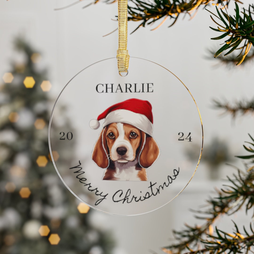 Personalized Beagle Christmas Ornament With Custom Dog Name | Clear ...