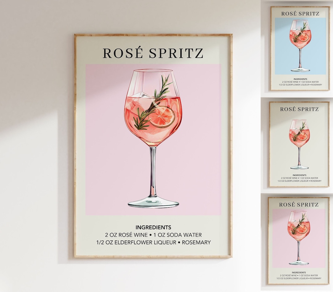 Rose Spritz Cocktail Poster | Bachelorette Party Wedding Signature Wine ...
