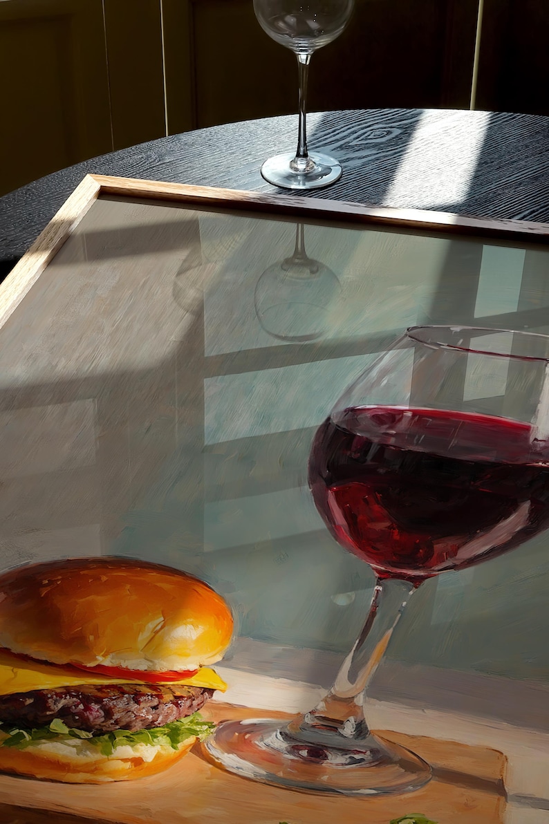 Red Wine and Cheeseburger Print | Cute Quirky Whimsical | Cocktail Art ...