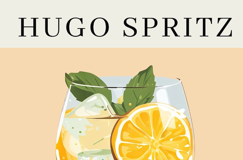 Hugo Spritz Art Print Bar Cart Decor Cocktail Poster - Etsy