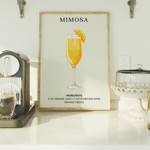 Mimosa Art Print | Bar Cart Decor | Cocktail Art Poster | Mixology Gift ...
