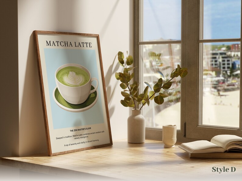 Matcha Latte Poster | Tea Coffee Print | Japanese Tea | Retro Beverage ...