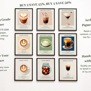 Cafe Latte Print | Coffee Espresso Kitchen Cart Art Poster | Italian ...