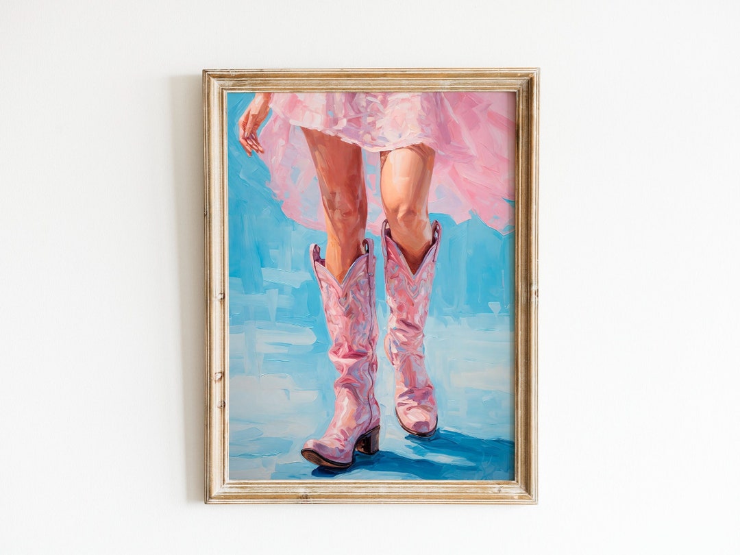 Cowgirl in Pink Boots | Cowgirl Decor | Trendy Wall Art | Retro Western ...