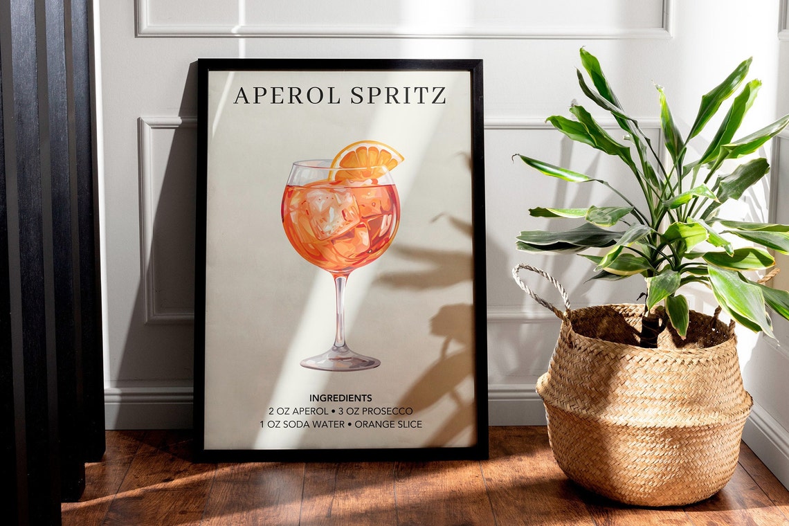 Aperol Spritz Art Print Bar Cart Decor Cocktail Poster - Etsy