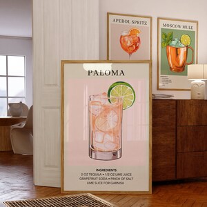 Paloma Art Print | Bar Cart Decor | Cocktail Poster | Signature Drink ...