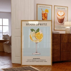 Hugo Spritz Art Print | St Germain Bar Cart Decor | Cocktail Art Poster ...