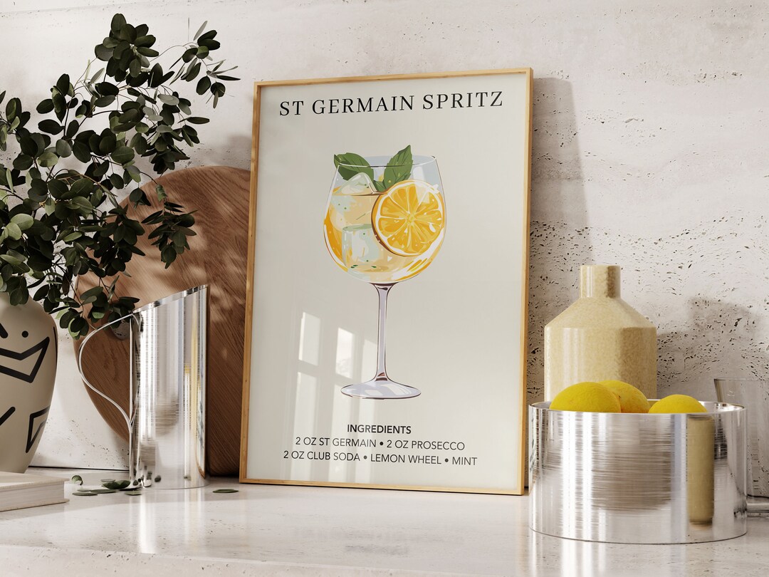 St Germain Spritz Art Print Bar Cart Decor Cocktail Poster Signature ...